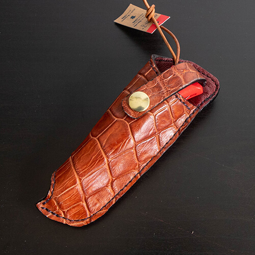 Opinel Knife Sheath N. 08 Cognac Alligator | Taza Leather